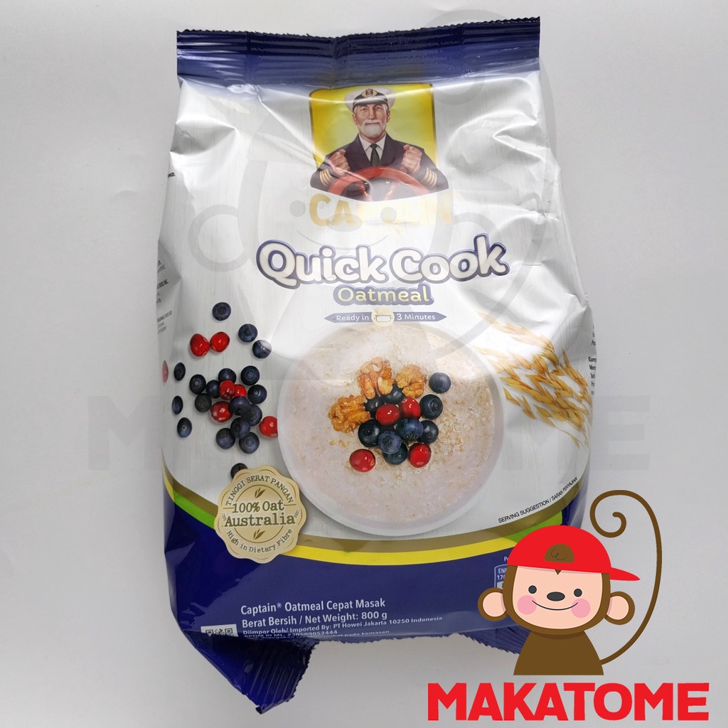 Jual Captain Oats Quick Cook Oatmeal 800gr oat meal 800 gr cooking ...