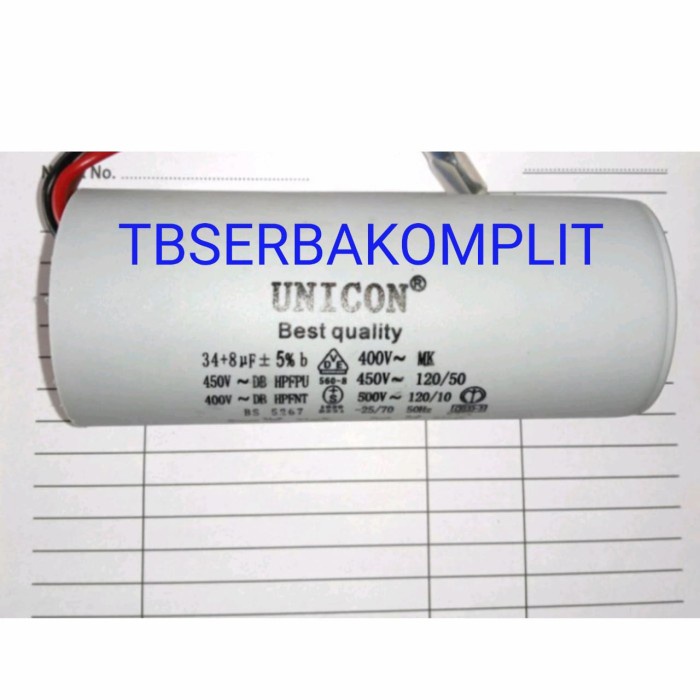 Jual Kapasitor Kabel 34+8uf 400V 450V Capacitor Sparepart 34+8MFD 34+8 ...