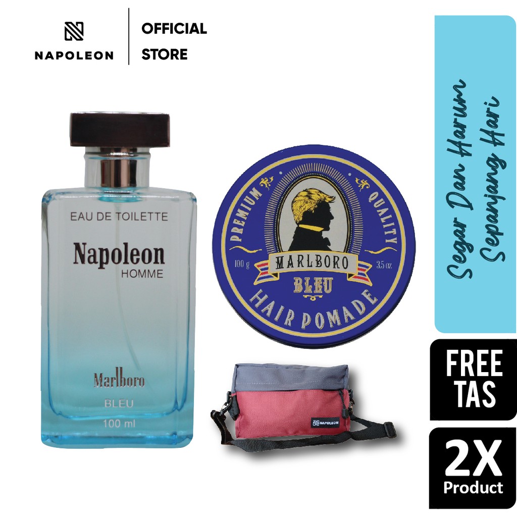 Jual (GRATIS TAS) NAPOLEON Parfum Pria EDT Bleu+ Pomade Oilbased Bleu ...
