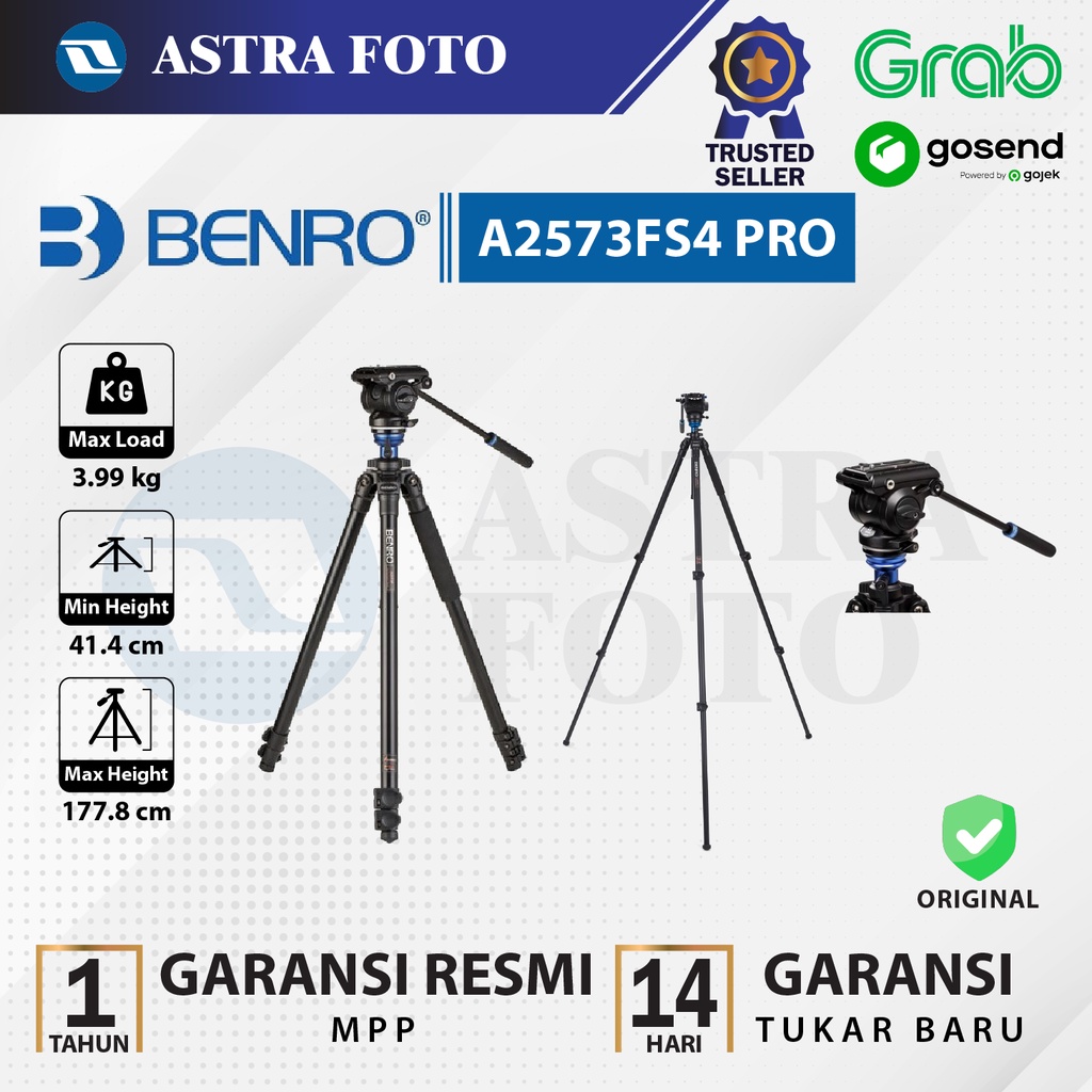 Jual Benro A2573FS4 / A2573 FS4 Profesional Video Tripod Camera & Phone | Shopee Indonesia