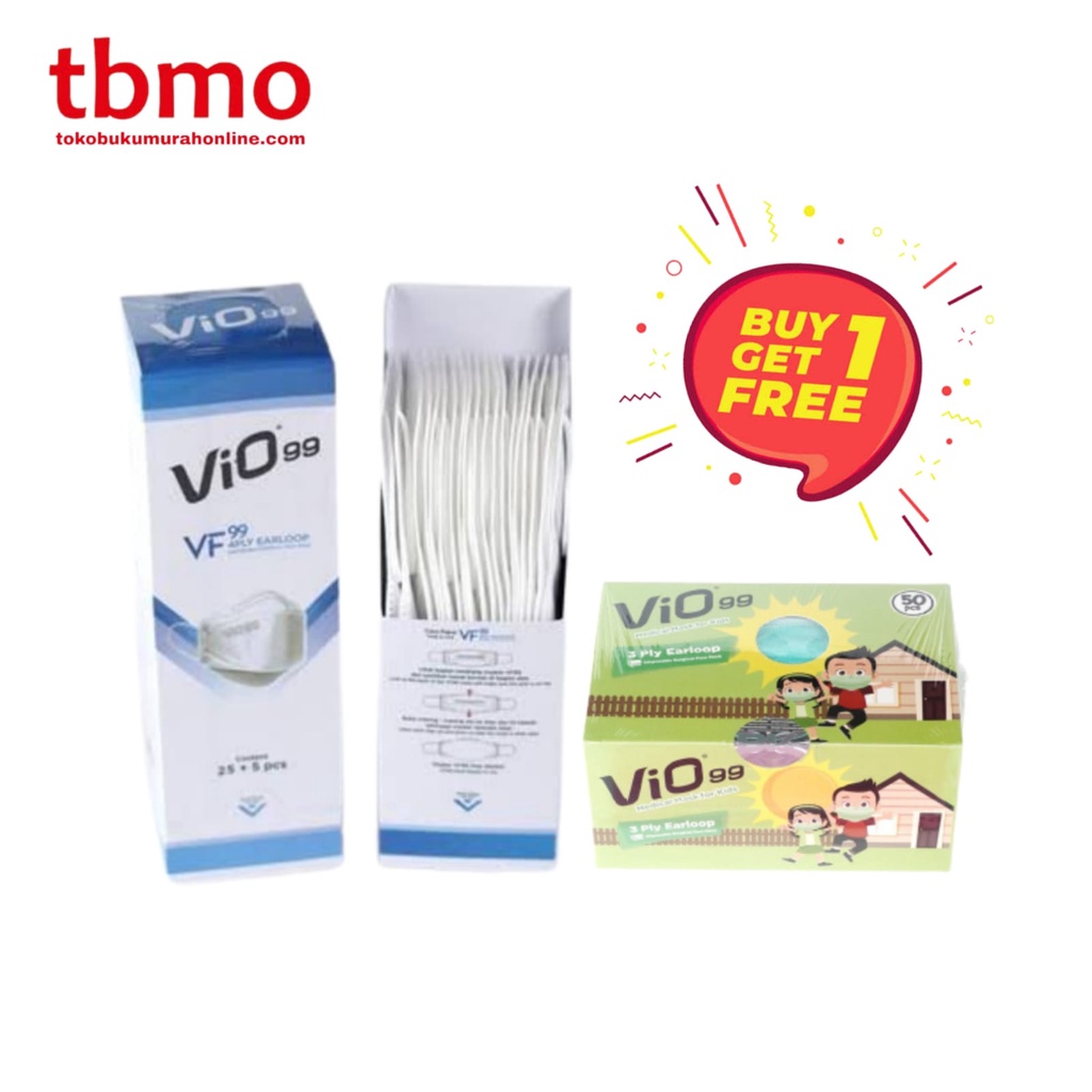 Jual BANDED MASKER VIO VF99 PUTIH EARLOOP 4PLY 30S FREE 1 BOX EARLOOP ...