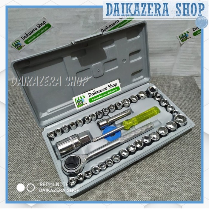 Jual Kunci Pas Torsi Multipurpose Combination Socket Wrench Set 40 Pcs | Shopee Indonesia