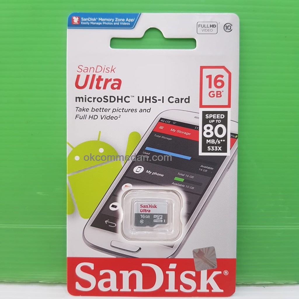 Jual Microsd sandisk 16gb class 10 80 mbps | Shopee Indonesia