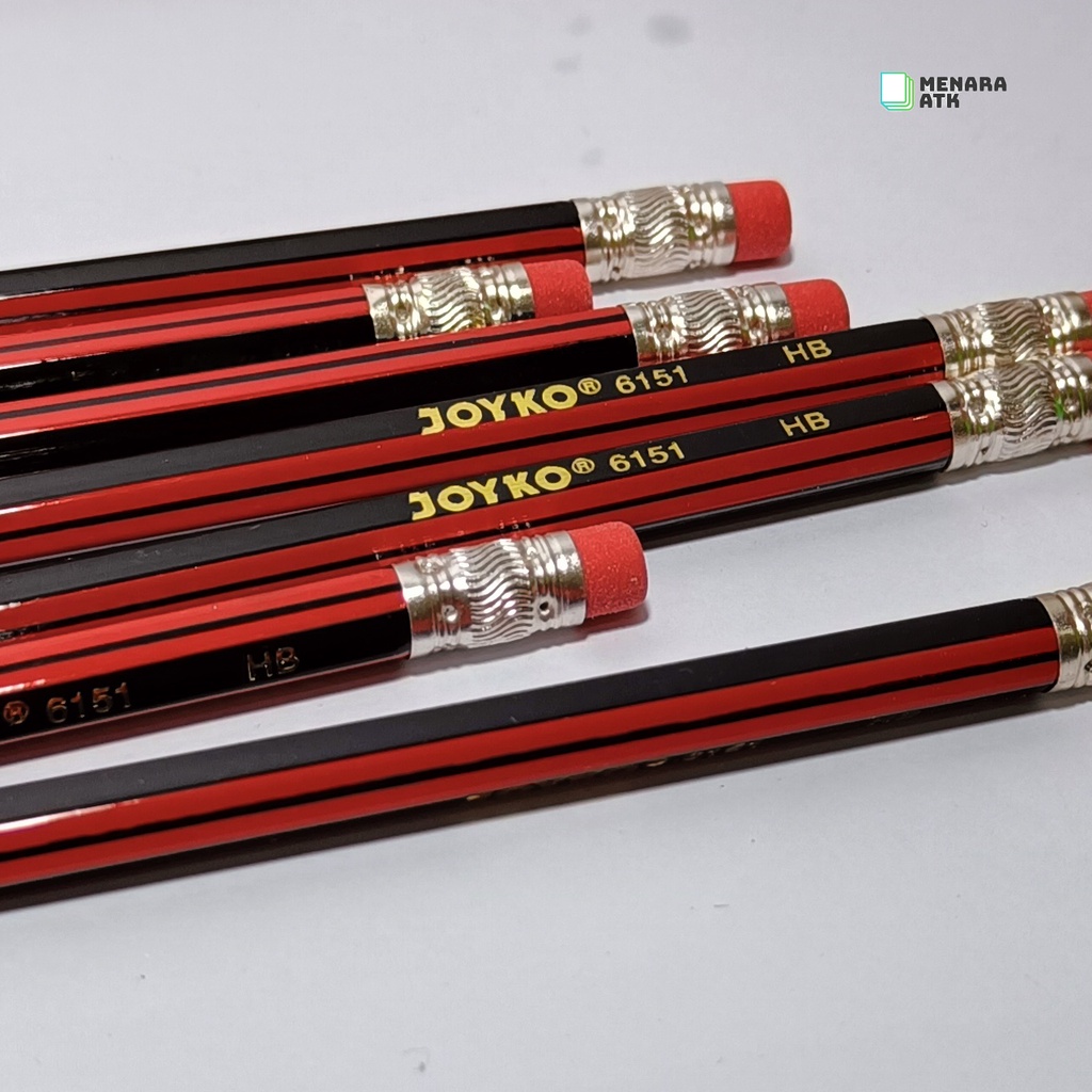 Jual Joyko 6151 Pensil Kayu HB Merah dengan Penghapus (12PCS) | Shopee ...