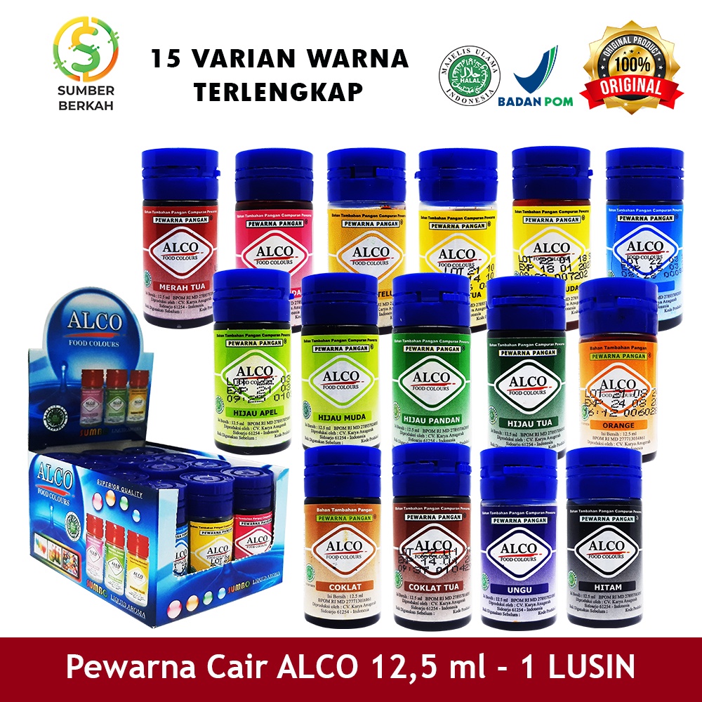 Jual Pewarna Makanan Kue ALCO 12,5 ml 1 Lusin | Shopee Indonesia