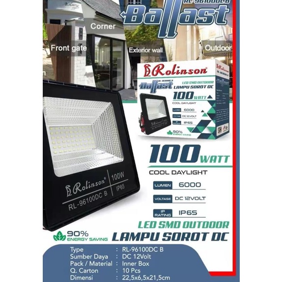 Jual limited STOCK!Lampu Sorot DC 50 Watt 100W Tembak 12V IP65 Rolinson Ballast Floodled - 50 ...