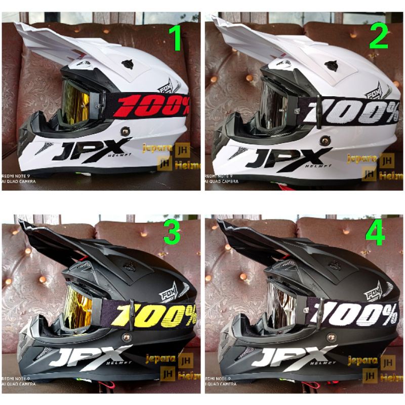 Jual Helm JPX CROSS SOLID POLOS WHITE PUTIH + Kacamata Goggle Google ...
