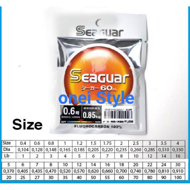 Jual Senar leader flurocarbon Seaguar 60M,Orange Label Fluorocarbon 100% 5.6.7.8.9.10.12.14.16 ...