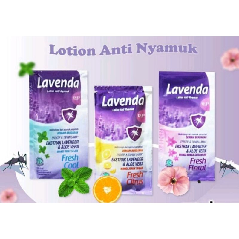 Jual LAVENDA Lotion Anti Nyamuk 6ml 1 Renceng Isi 12 Sachet | Shopee ...