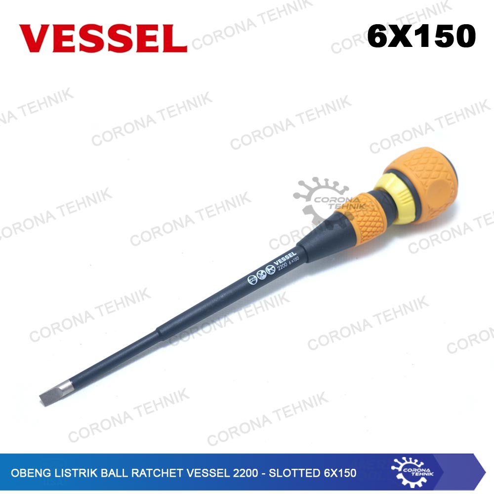 Jual Vessel 2200 - Slotted 6x150 - Obeng Listrik Ball Ratchet | Shopee ...