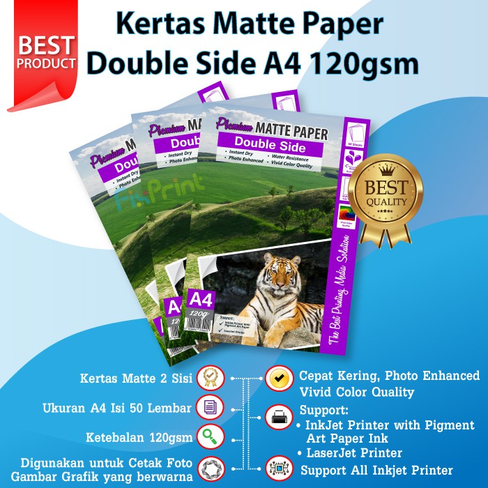 Jual Kertas Matte A4 120gsm 1 pack/50pcs | Shopee Indonesia