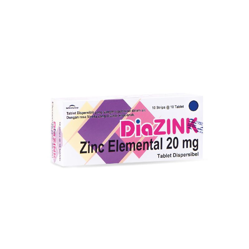Jual Diazink Suplemen Zink 20mg Tablet Dispersible Untuk Diare dan Daya ...