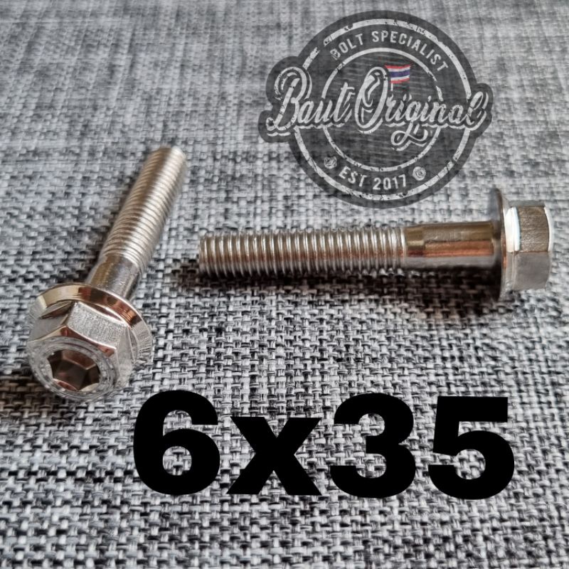 Jual baut probolt 2kunci 2 kunci stainless 6x35 drat 10 panjang 3.5cm ...