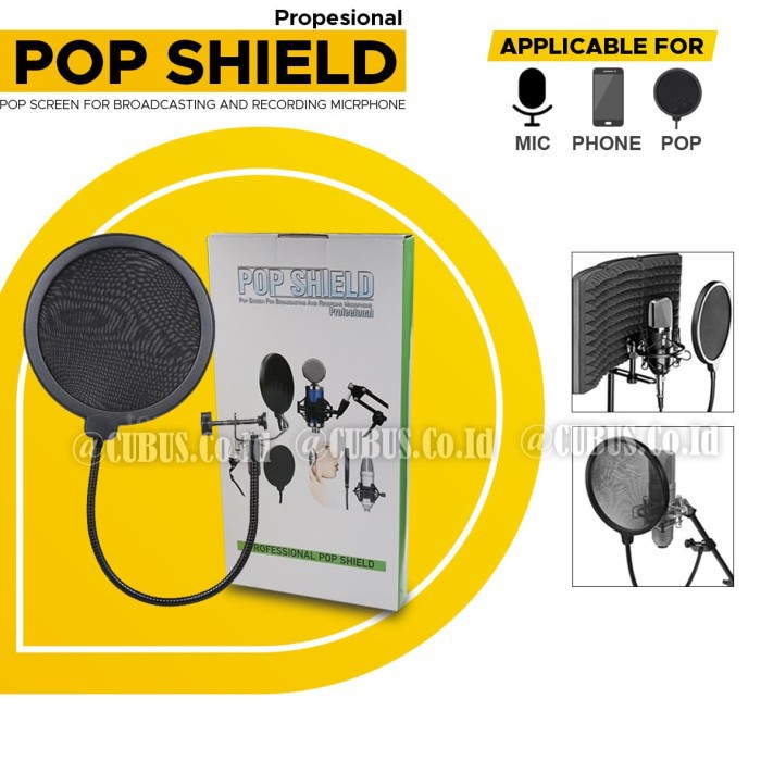 Jual Pop Shield Double Layer Filter Mic For Broadcasting and Recording ...