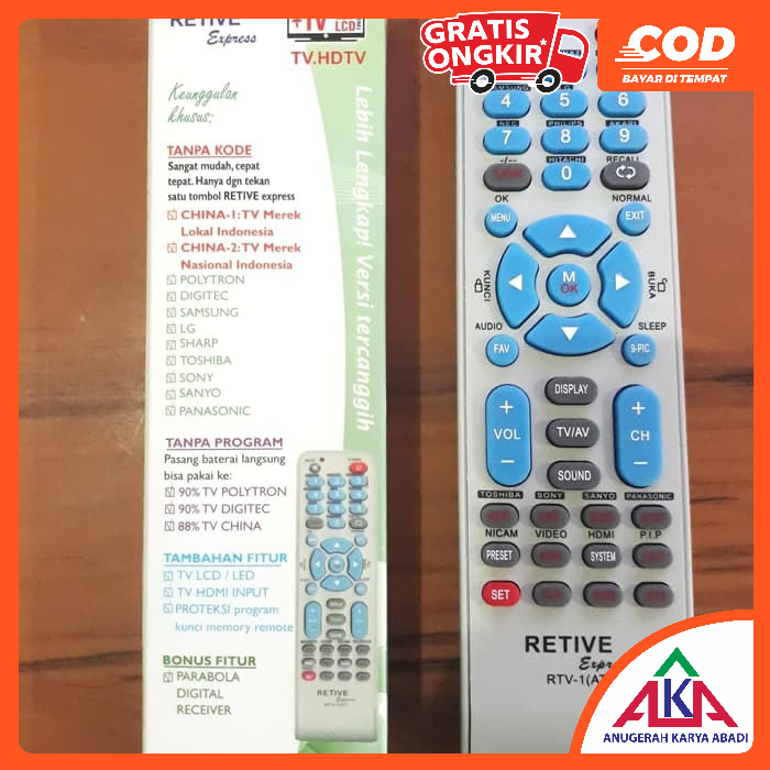 Jual RETIVE Remot / Remote TV / Universal TV Tabung / LED / LCD RTV 1 ...