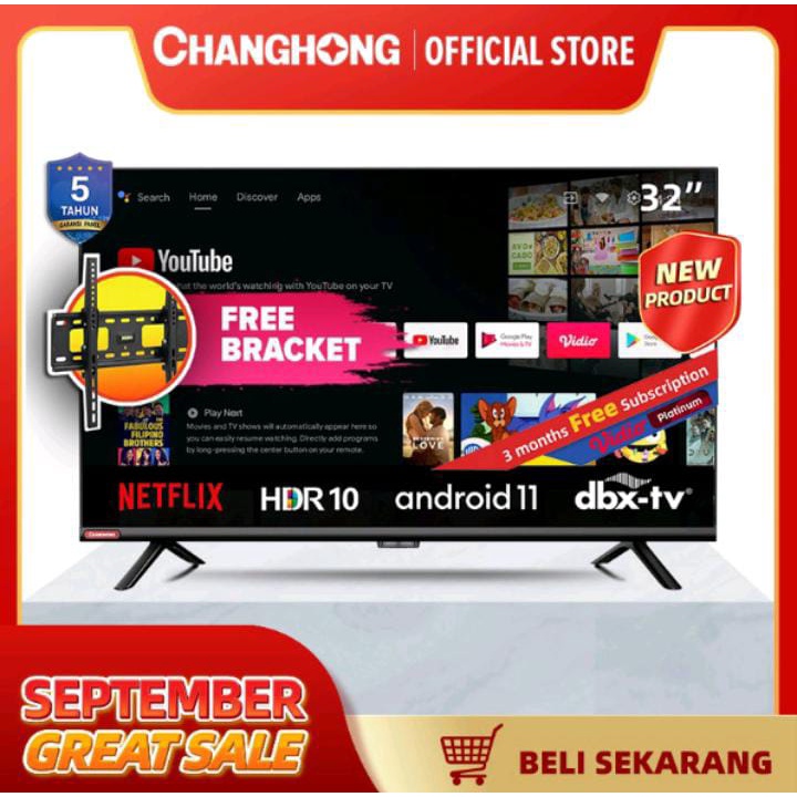 Jual hanghong 32 Inch Newest Android 11 Frameless Smart TV Digital Neflix LED TV-L32G7N-Garansi ...