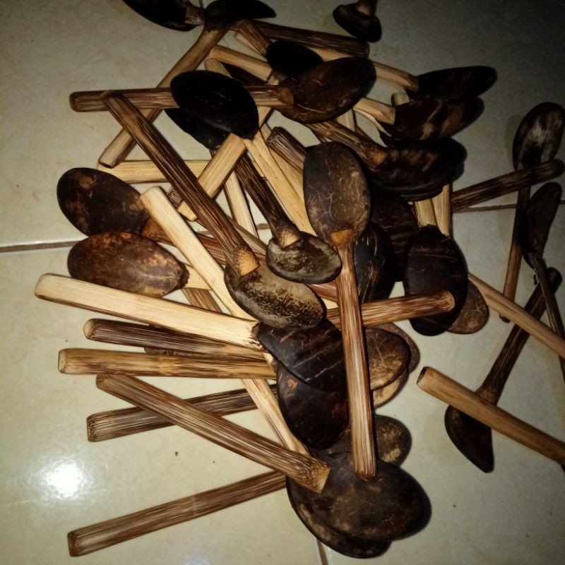 Jual sendok makan unik batok kelapa jadul natural alami | Shopee Indonesia