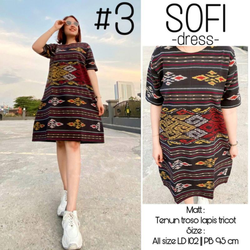 Jual Dress Tenun Sofi Lapis Tricot | Dress Tenun Troso Asli Jepara | Shopee Indonesia