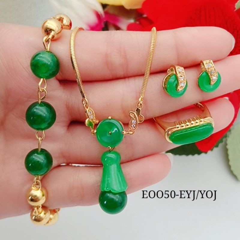Jual perhiasan set permata giok lapis mas 24k tercantik | Shopee Indonesia