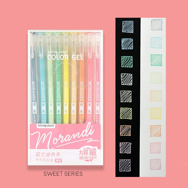 Jual Morandi Real Colors Gel Pen Set 9pc / Pulpen warna warni / Color ...