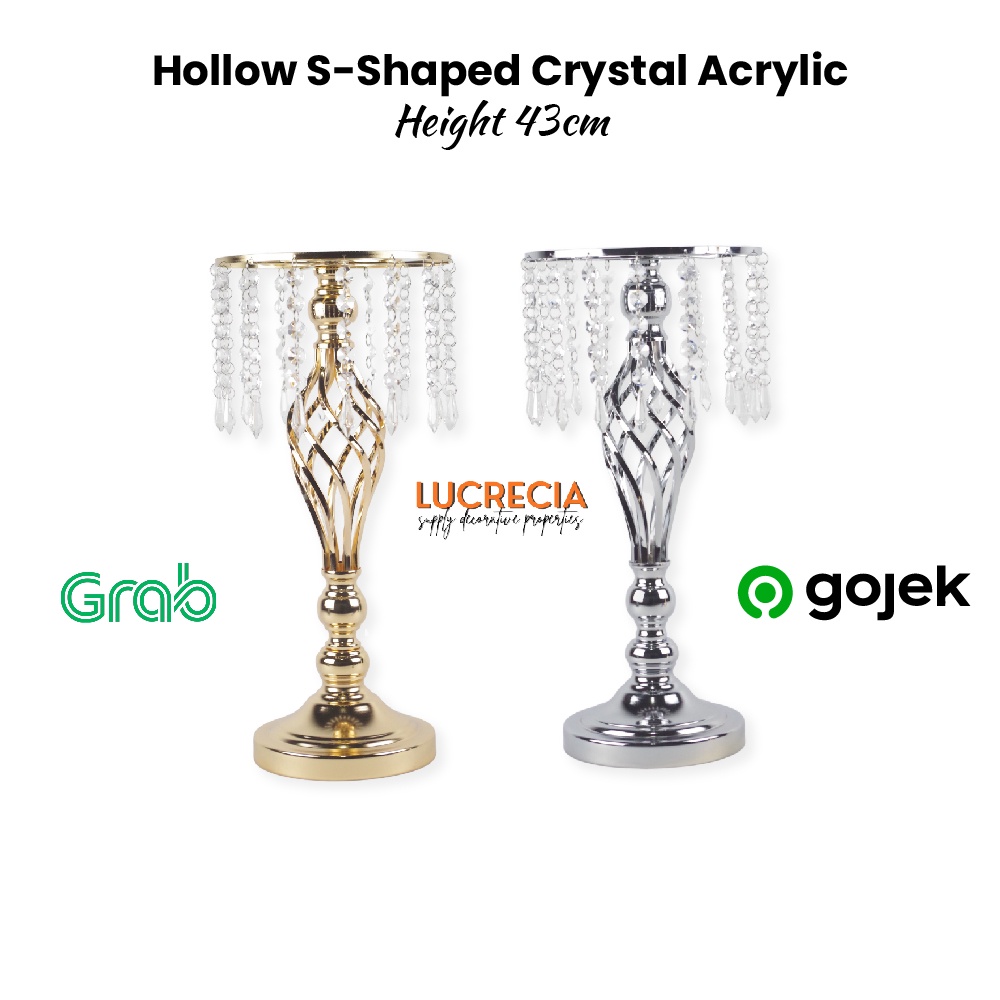 Jual Hollow S-shaped Crystal Acrylic Vase - Height 43cm Tempat Bunga ...