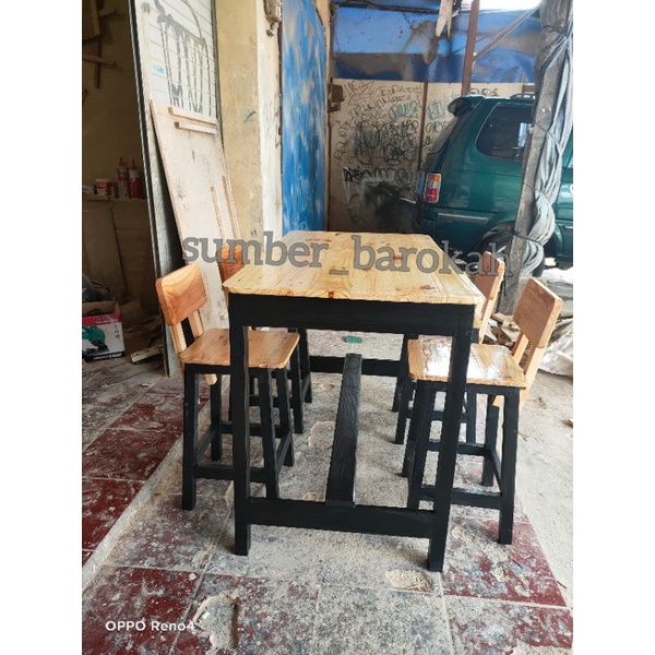 Jual meja makan meja cafe neja resto kayu jati belanda murah | Shopee Indonesia