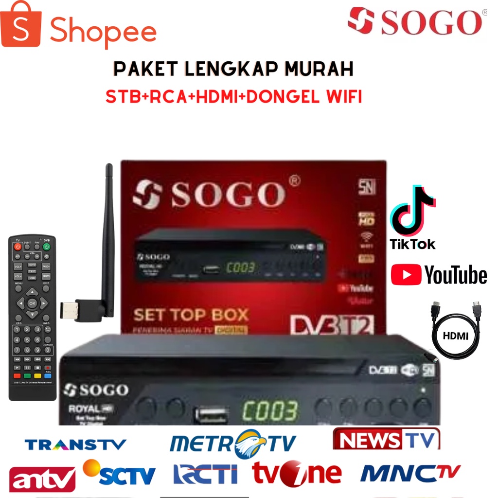 Jual Set Topbox Tv Digital SOGO DVB T2 set box tv digital antena tv tabung / set topbox tv ...