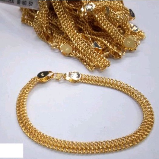 Jual Gelang Rantai Double Hollow Sirip Emas Asli 16K Kuning Mas 70% 700 ...
