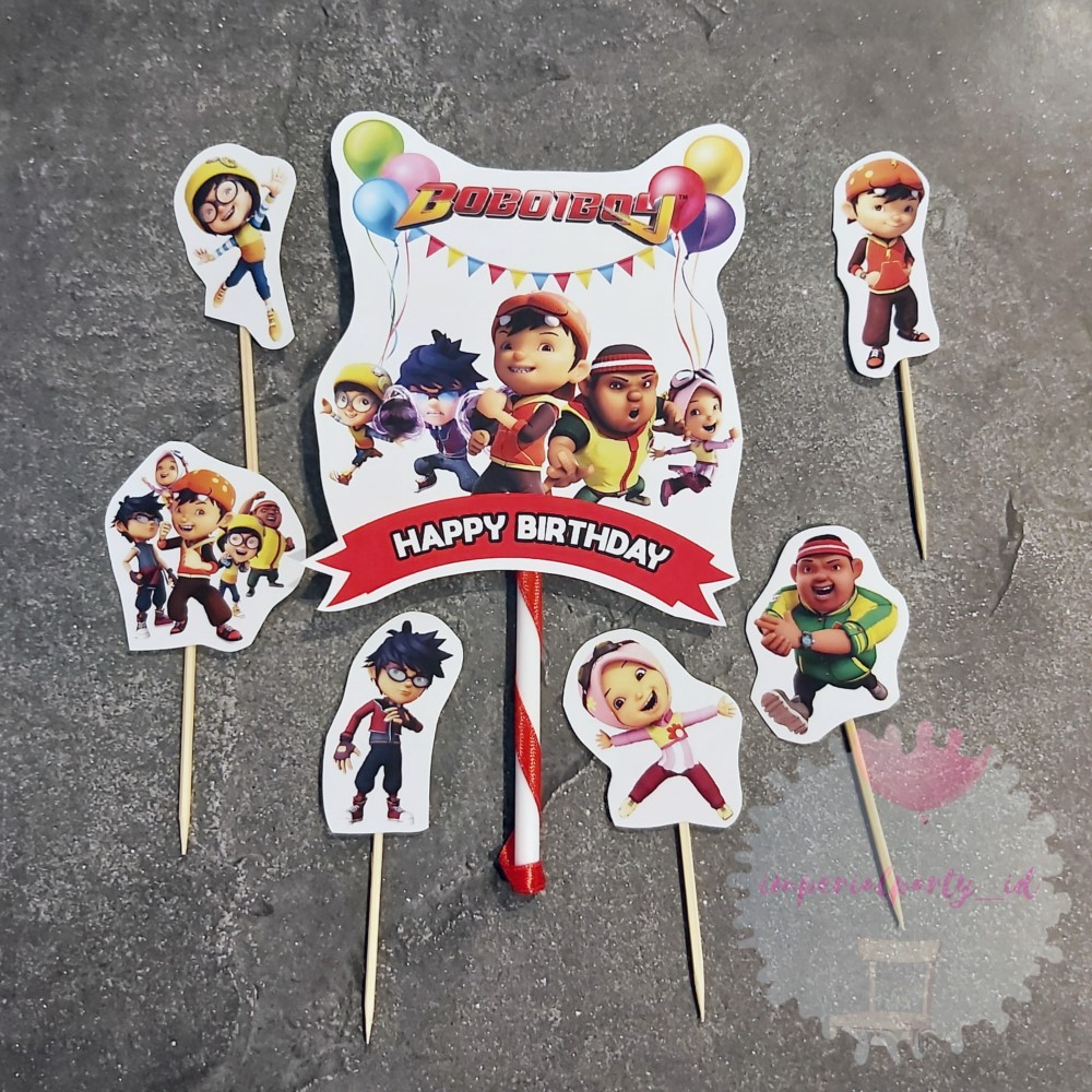 Jual Cake Cupcake Topper Tusukan Kue Happy Birthday BoBoiBoy Boboboy ...