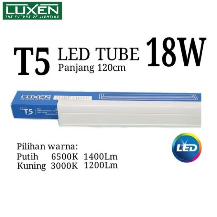 Jual LAMPU TL NEON LUXEN T5 LED TUBE 18W PANJANG 120CM 1 SET KOMPLIT 18WATT - Putih | Shopee ...