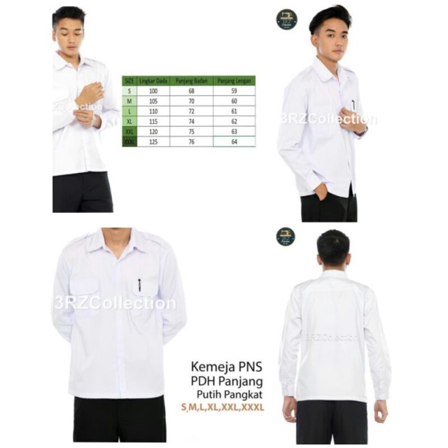 Jual Seragam PDH Putih Laki-Laki Lengan panjang Seragam Atasan Putih ...