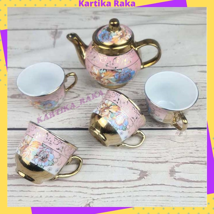 Jual KR Cangkir Mug Gelas Teko Tea Kopi Keramik Set 4 Cups 1 Pot ...