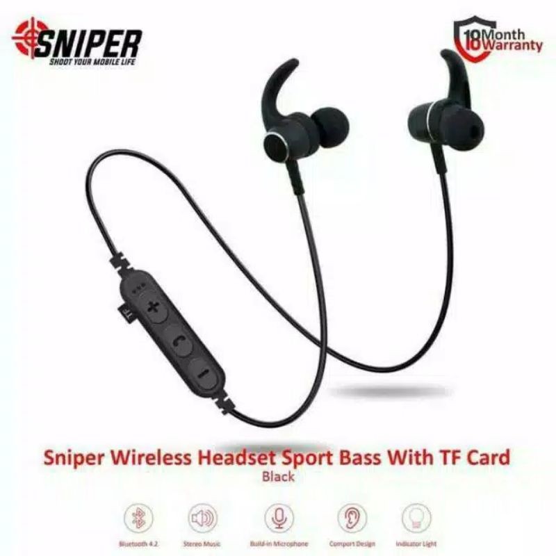 Jual SNIPER Wireless Headset Sport Bass With TF Card Garansi Resmi ...