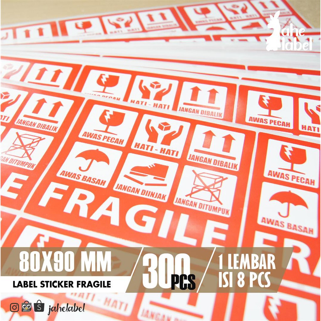 Jual STICKER FRAGILE , LABEL FRAGILE , STICKER FRAGILE PENGIRIMAN 80X90 ...