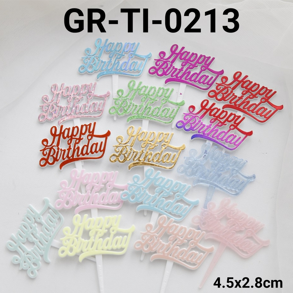 Jual GR-TI-0213-K Cake topper cupcake tulisan plastik mini happy ...