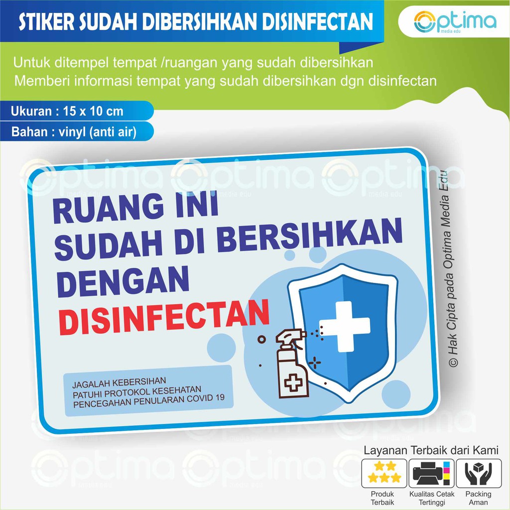 Jual STIKER RUANGAN INI SUDAH DIBERSIHKAN DENGAN DESINFECTAN | Shopee ...