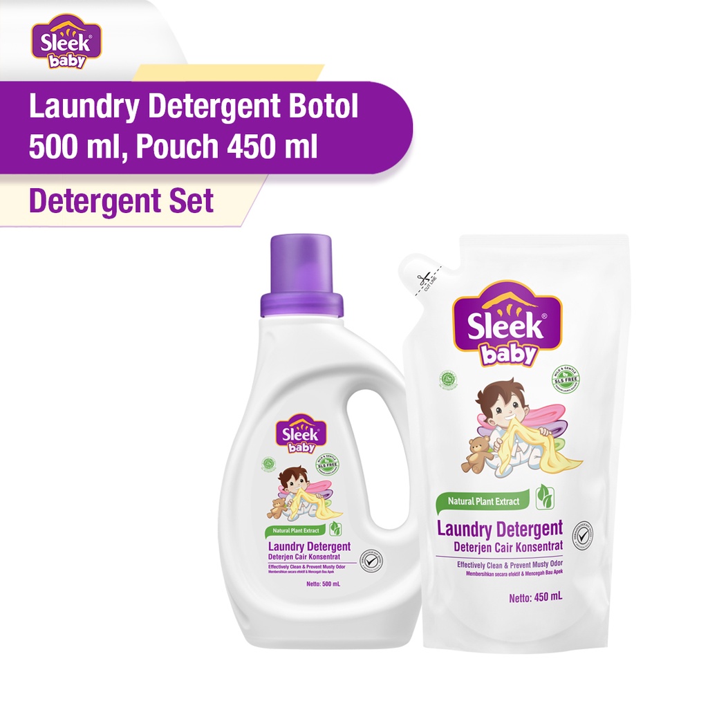 Jual Sleek Baby Laundry Detergent 500ml + 450ml Set | Shopee Indonesia