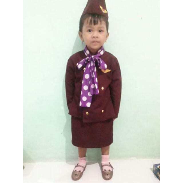 Jual Baju pramugari anak warna Merah maroon Kostum profesi pramugari ...