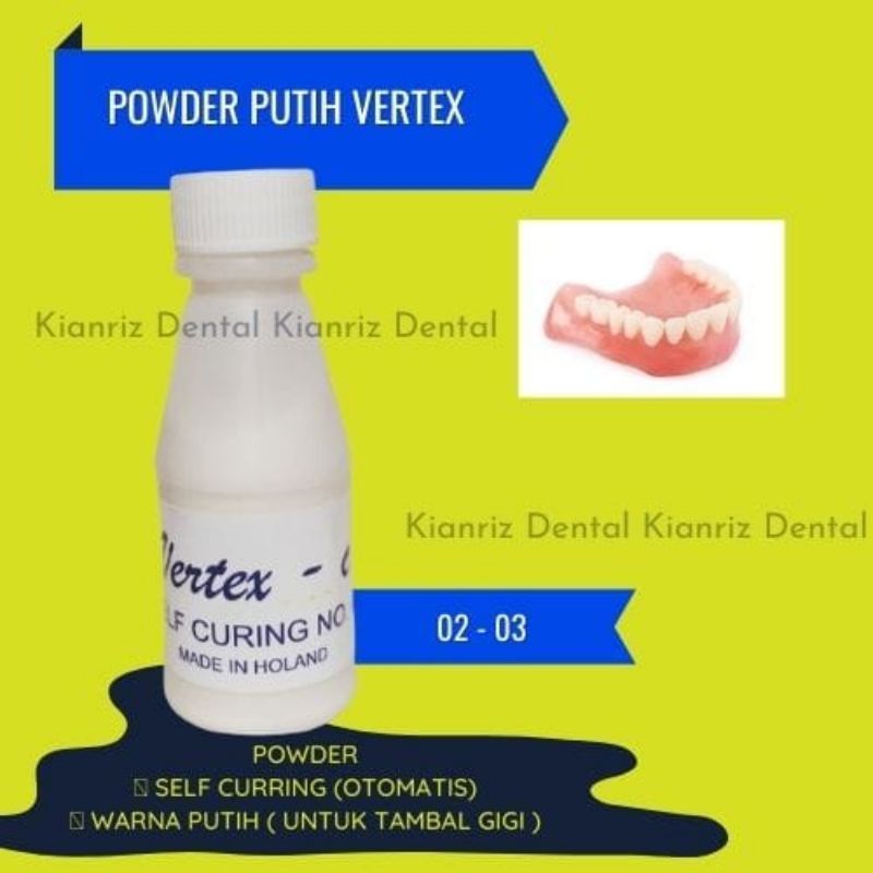 Jual Lem Tambal Gigi Vertex-C Self Curing Otomatis powder putih powder ...