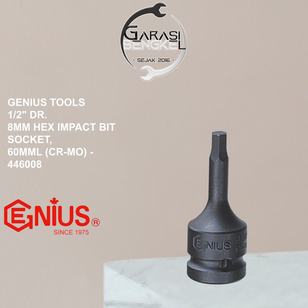 Jual Genius Tools 1/2" Dr. 8mm Hex Impact Bit Socket - Kunci Sock L ...