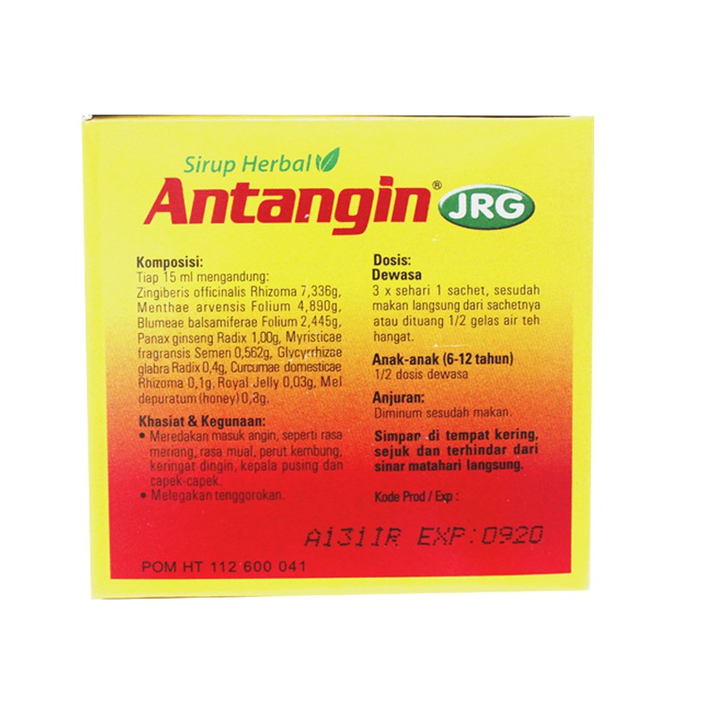 Jual ( 1 sachet ) Antangin JRG Syrup / Masuk Angin / Daya Tahan Tubuh 1 ...