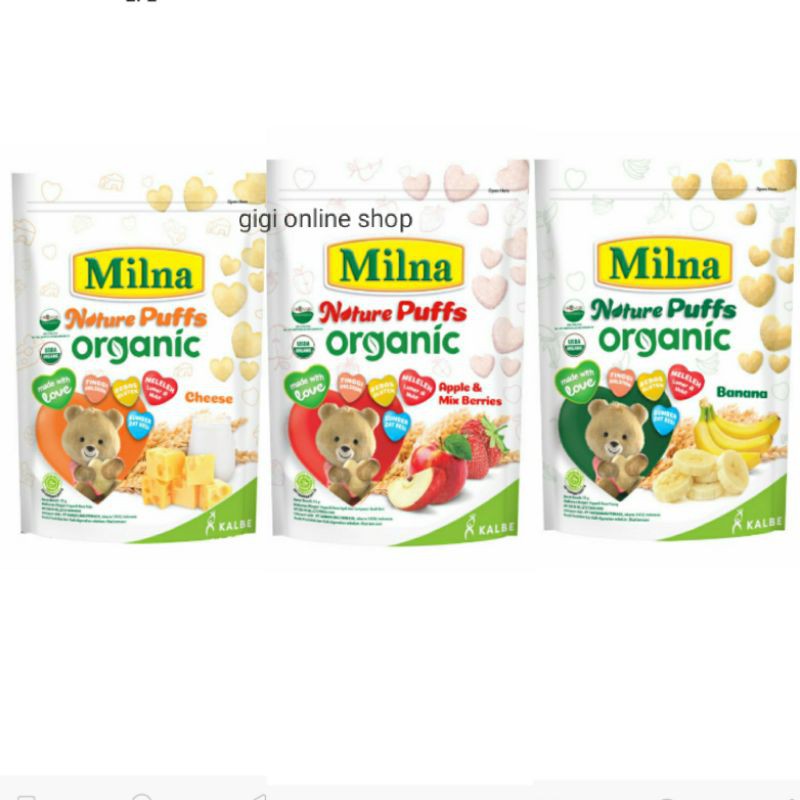 Jual MILNA Nature Puffs Organic 15g Snack Cemilan Bayi mulai 8 usia ...