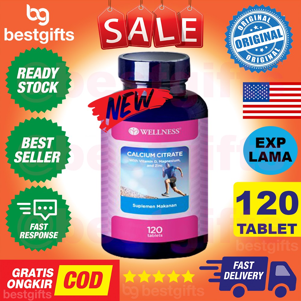 Jual WELLNESS CALCIUM CITRATE 120 TABLETS - WITH VITAMIN D MAGNESIUM ZINC KEROPOS TULANG ...