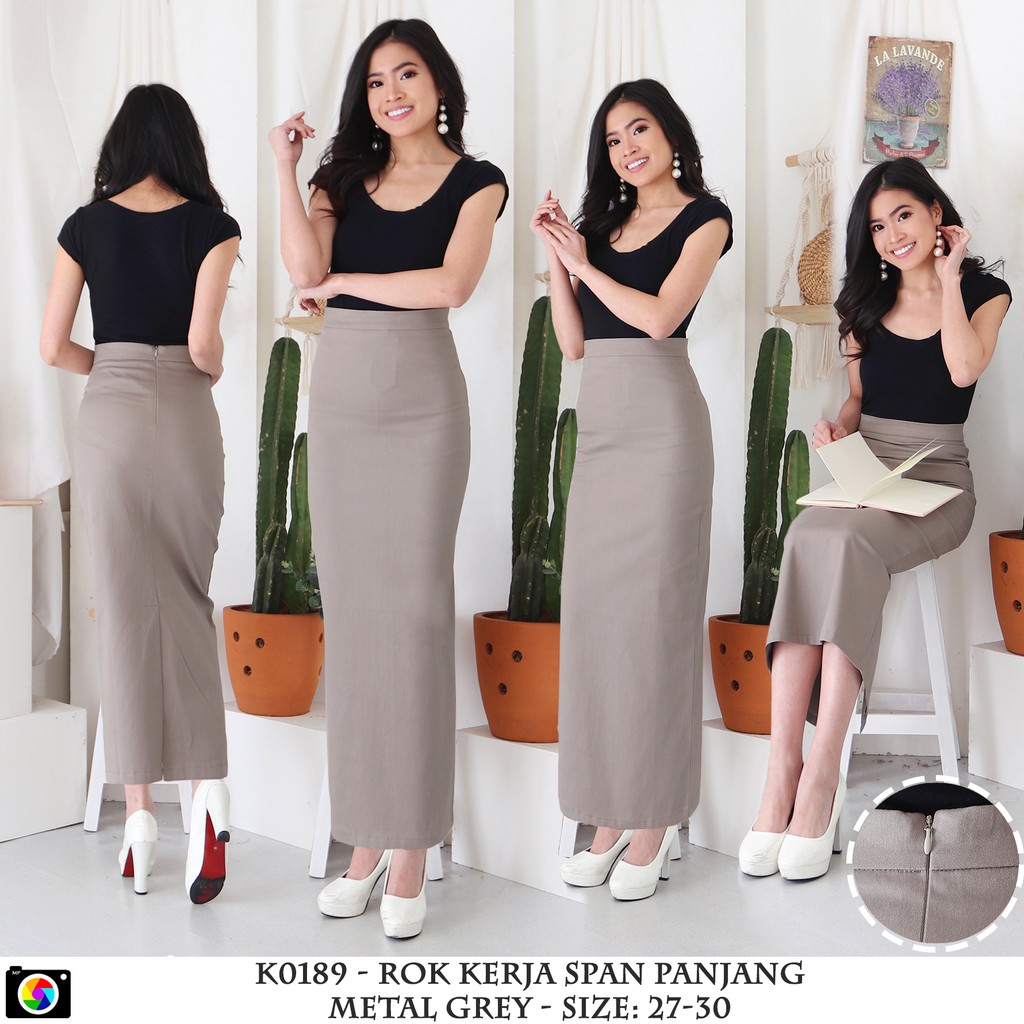 Jual Khlove89 Aener (27-34) Rok Kerja Wanita Kantoran Rok Span Panjang ...