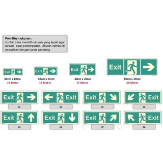 Jual Safety Sign/ Sticker Rambu-Rambu Jalur Evakuasi 30 x 10cm Glow In ...