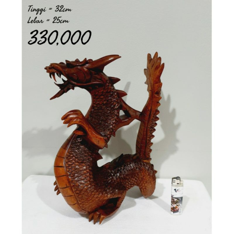 Jual patung kayu naga home decor pajangan dekorasi kayu ukir naga ...