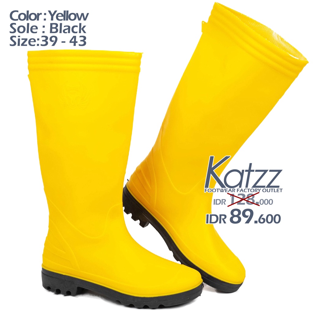 Jual Katzz - Sepatu Boot Tinggi Warna KUNING SUPER POLOS dan SUPER ...
