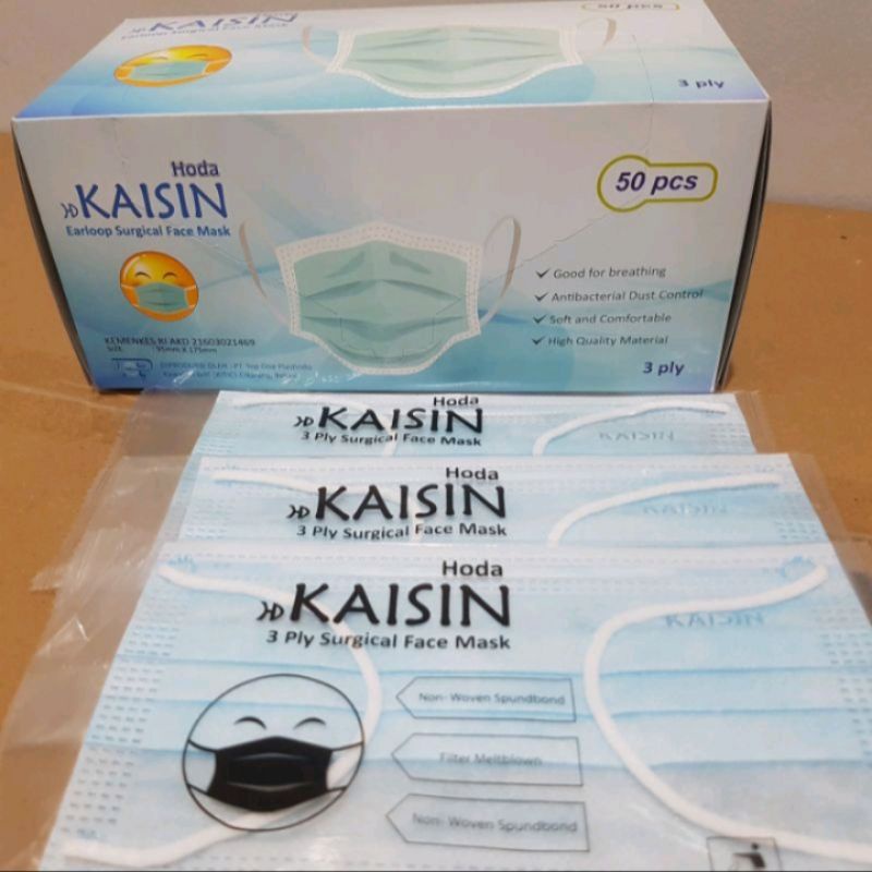 Jual (TERMURAH) KAISIN Earloop Surgical Masker Daily Use 3 ply per BOX | Shopee Indonesia
