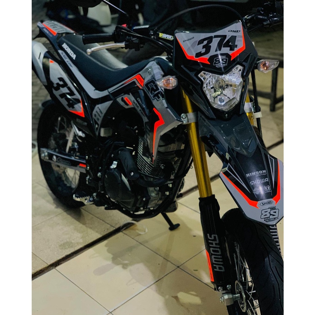 Jual DECAL CRF HITAM LIST MERAH ABU ABU CUSTOM DESAIN | Shopee Indonesia
