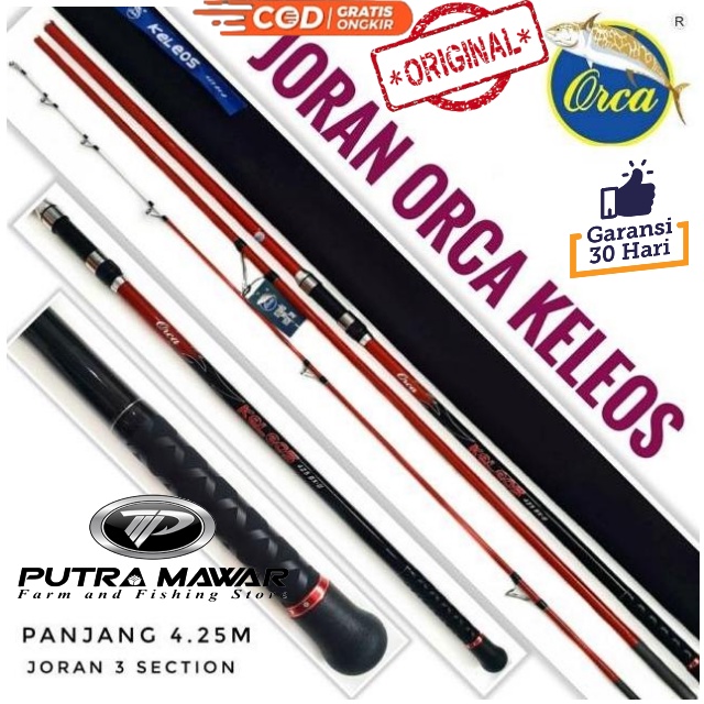 Jual Joran Surf Kaku Pasiran Sambung 3 Orca Keleos 425 CW225gr Ringan ...